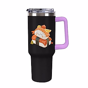 Cute Sleeping Sushi Japanese Food 40 Oz Car Cup Stainless Steel Travel Mug Leak-Proof Insulated Tumbler with Handle Violet-style