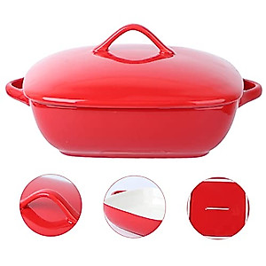 Zerodeko Bakeware Ceramic Rice Bowl Bread Oven Square Containers with Lids Bread Loaf Pans for Baking Kitchen Casserole Pan Square Cupcake Pans Rectangular Dinner Pans Storage Bowl Ceramics