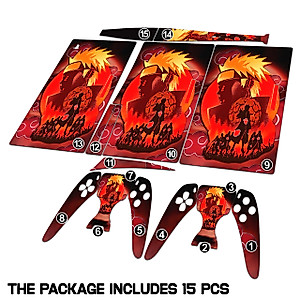 HK Studio Anime Ninja Decal Sticker Skin Specific Cover for Both PS5 Disc Edition and Digital Edition - Waterproof, No Bubble, Including 2 Controller Skins and Console Skin