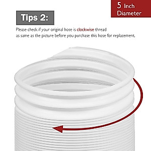 TURBRO 5 Inch Portable Air Conditioner Universal Exhaust Hose Clockwise Thread with Window Vent Kit