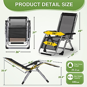 Suteck Zero Gravity Chair, Reclining Camping Lounge Chair w/Removable Cushion, Upgraded Lock and Cup Holder, Reclining Patio Chairs Folding Recliner for Indoor and Outdoor
