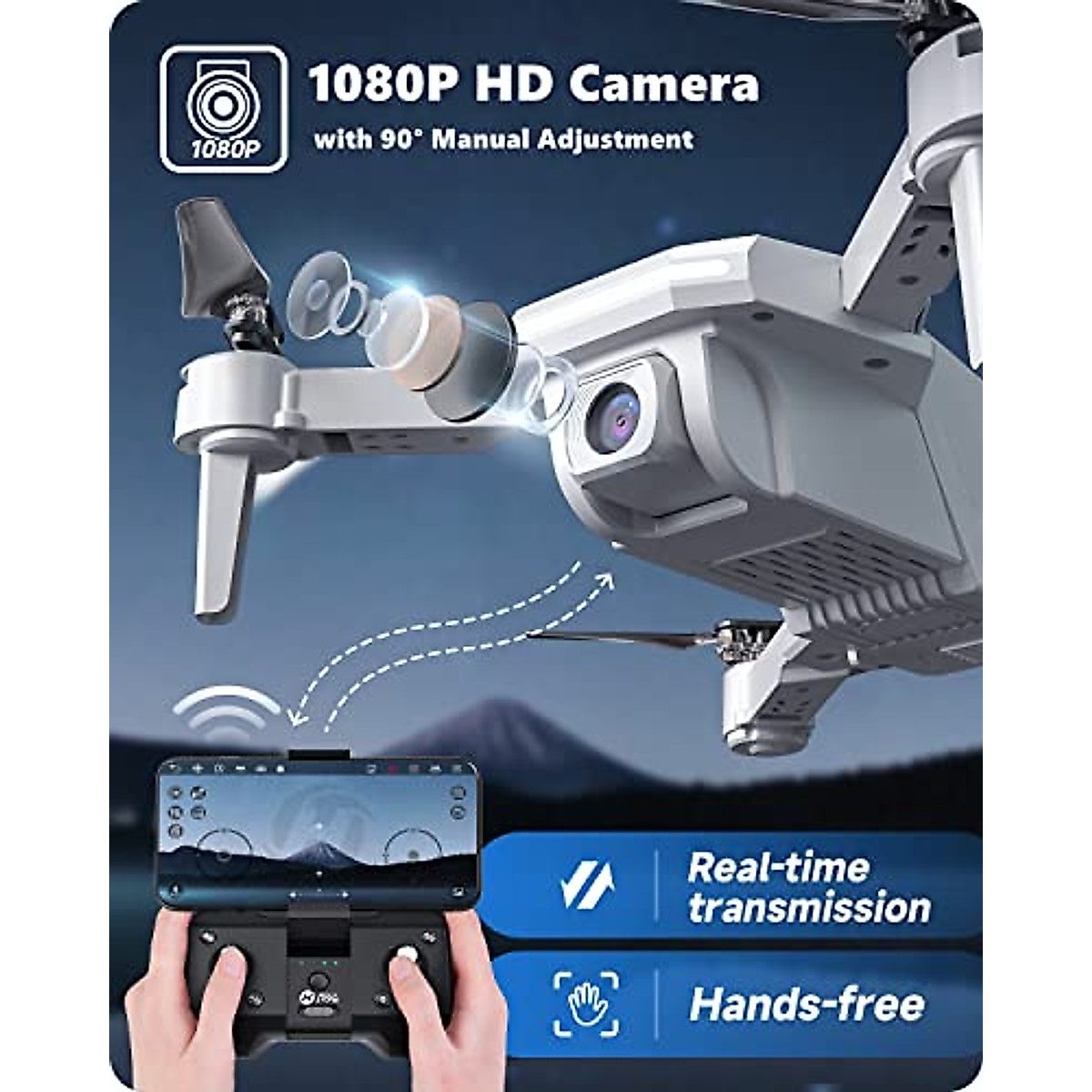 Holy Stone Drone with Camera for Adults, HS430 FPV HD 1080P Video Drones for Beginner, Foldable Hobby RC Quadcopter,Toys Gifts with Circle Fly, Throw to Go, 3 Batteries 39 Mins Long Flight Time