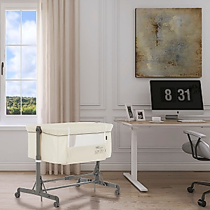 Dream On Me Zimal Bassinet and Bedside Sleeper in Ivory, Lightweight and Portable Baby Bassinet, Breathable Mesh Panels, Easy to Fold and Carry Travel Bassinet, JPMA Certified