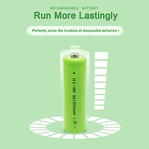 STEPMAX (3 Pack Ni-Mh AA 1500mAh 1.2v Rechargeable Battery for Solar Lights,Garden Light,Toys, Remote Control, Mouse