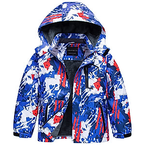 CREATMO US Kid's Snowsuits big boys' Waterproof Breathable Outdoor Warm Snowboard Ski Jacket Dark Blue 14/16