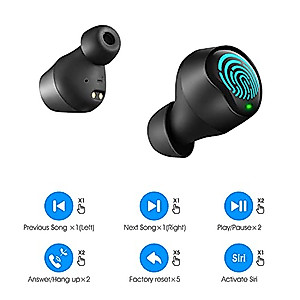ZIHNIC Wireless Earbuds,Bluetooth Earphone with Touch Control and Charging Case,IPX5 Sweatproof,35H Playtime for Work, Home,Office-Black