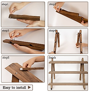 51pcs 3-Tier Wood Earring Display Stand, Retail Jewelry Card Stand with Groove + 50 Cards Portable Ring Organizer Holder Showcase Racks for Business Home Using