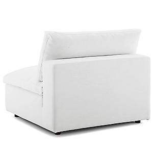 Modway Commix Down-Filled Overstuffed Upholstered Sectional Sofa Armless Chair in White
