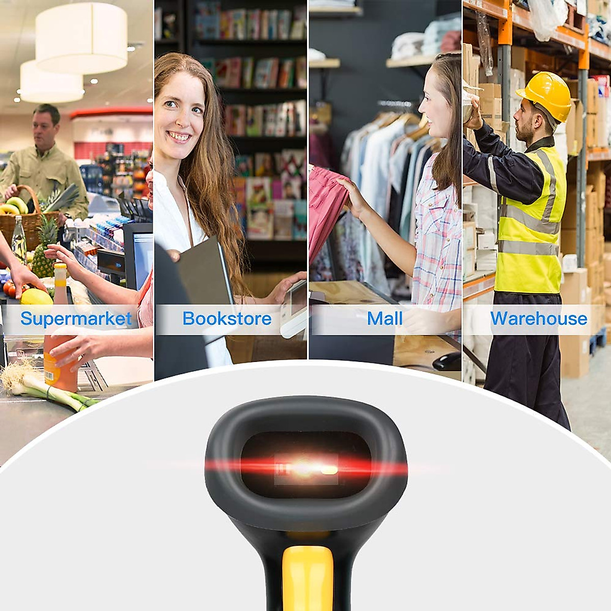 Eyoyo Handheld USB 2D Barcode Scanner, Wired Automatic QR Code Scanner PDF417 Data Matrix Bar Code Reader with Long USB Cable for Mobile Payment, Convenience Store, Supermarket, Warehouse