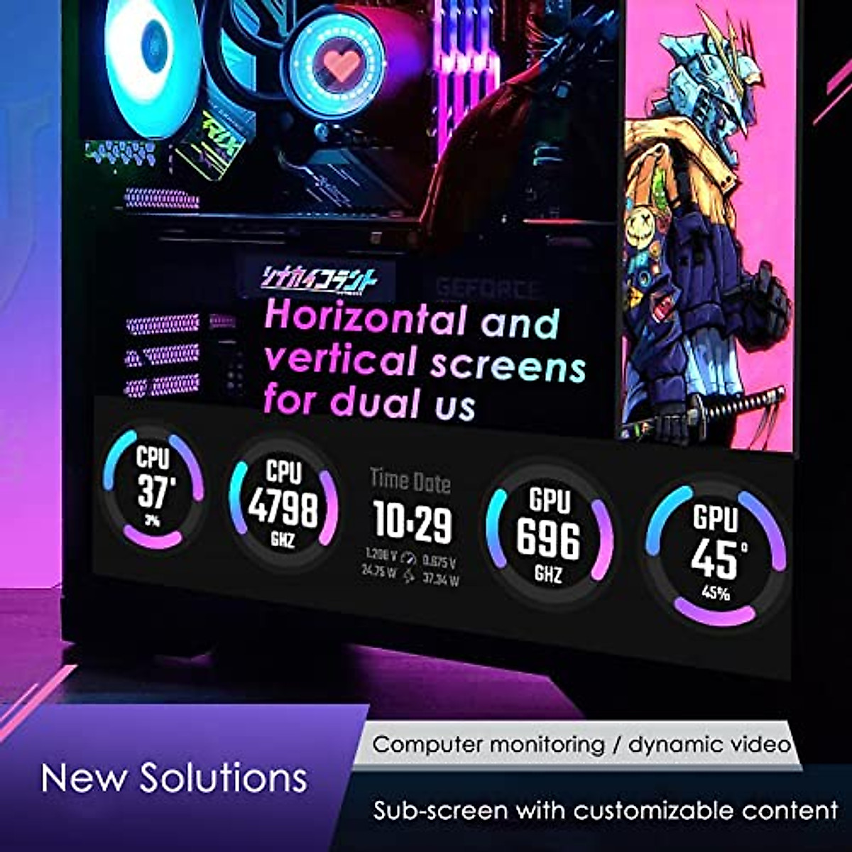 8.8 Inch AIDA64 CPU GPU SSD Data Temperature Monitor, IPS USB Mini Screen, PC Sensor Panel Display, PC Temperature Display for RPi Linux Windows, Host Temperature Monitor for Chassis Sub Screen