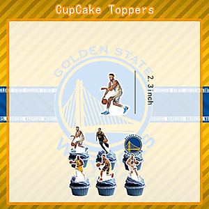 Golden State Warriors Birthday Party Decorations Stephen Curry Birthday Party Supplies Basketball Sports Birthday Party Favors includes Banner Balloons Cupcakes Cake Topper for Boys Girls Kids