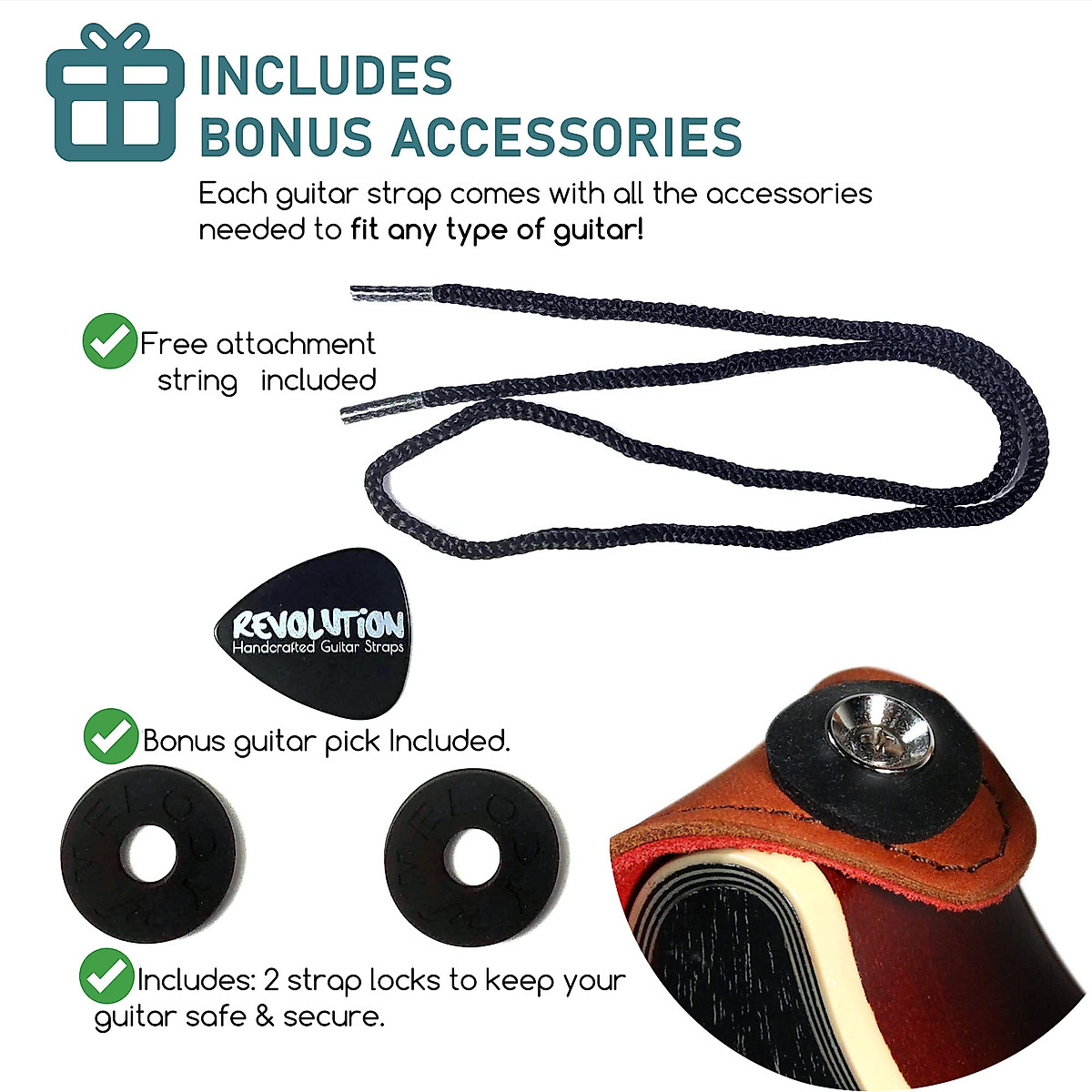 Llama Guitar Strap -Cactus, Genuine Leather Ends, Includes 2 Strap Locks & 1 Pick. Adjustable Strap, For Bass, Electric & Acoustic Guitars Gift for Guitar Players Men, Women & Kids