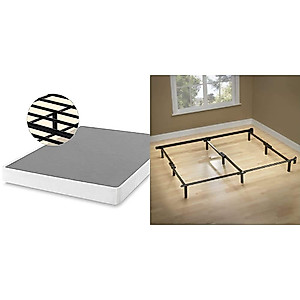 ZINUS 7 Inch Smart Metal Box Spring / Mattress Foundation / Strong Metal Frame / Easy Assembly, Queen & Compack Metal Bed Frame / 7 Inch Support Bed Frame for Box Spring and Mattress Set, Black, Queen