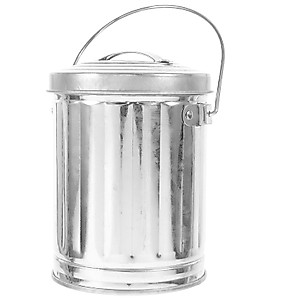 BESTOYARD Mini Desktop Trash Can with Lid Metal Rubbish Bin Tiny Garbage Can Mini Tabletop Flowerpot Pen Holder for Home Office Countertop