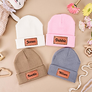 Custom Beanie Hats, Knitted Infant Baby Beanies Caps for Toddler Boys Girls Adult Black