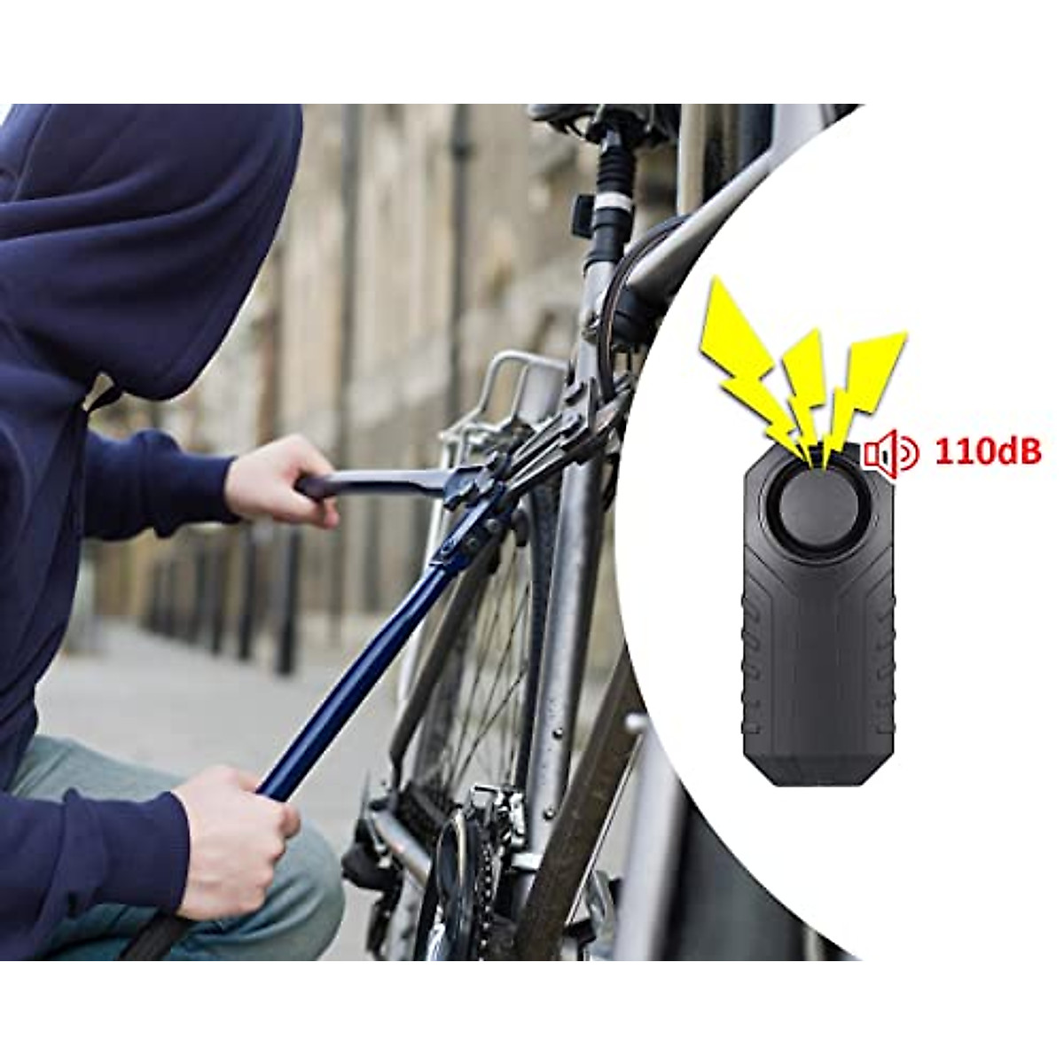 Mengshen Anti-Theft Motorcycle Bike Alarm, Bicycle Security Alarm Vibration Motion Sensor Waterproof 110dB (2 Remote Control Included)