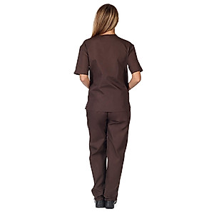 Natural Uniforms Women's Scrub Set Medical Scrub Tops and Pants - Pack of 2 Set (Large, Chocolate)