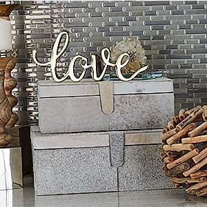 Deco 79 Leather Handmade Box with Hinged Lid, Set of 2 17", 14"W, Gray