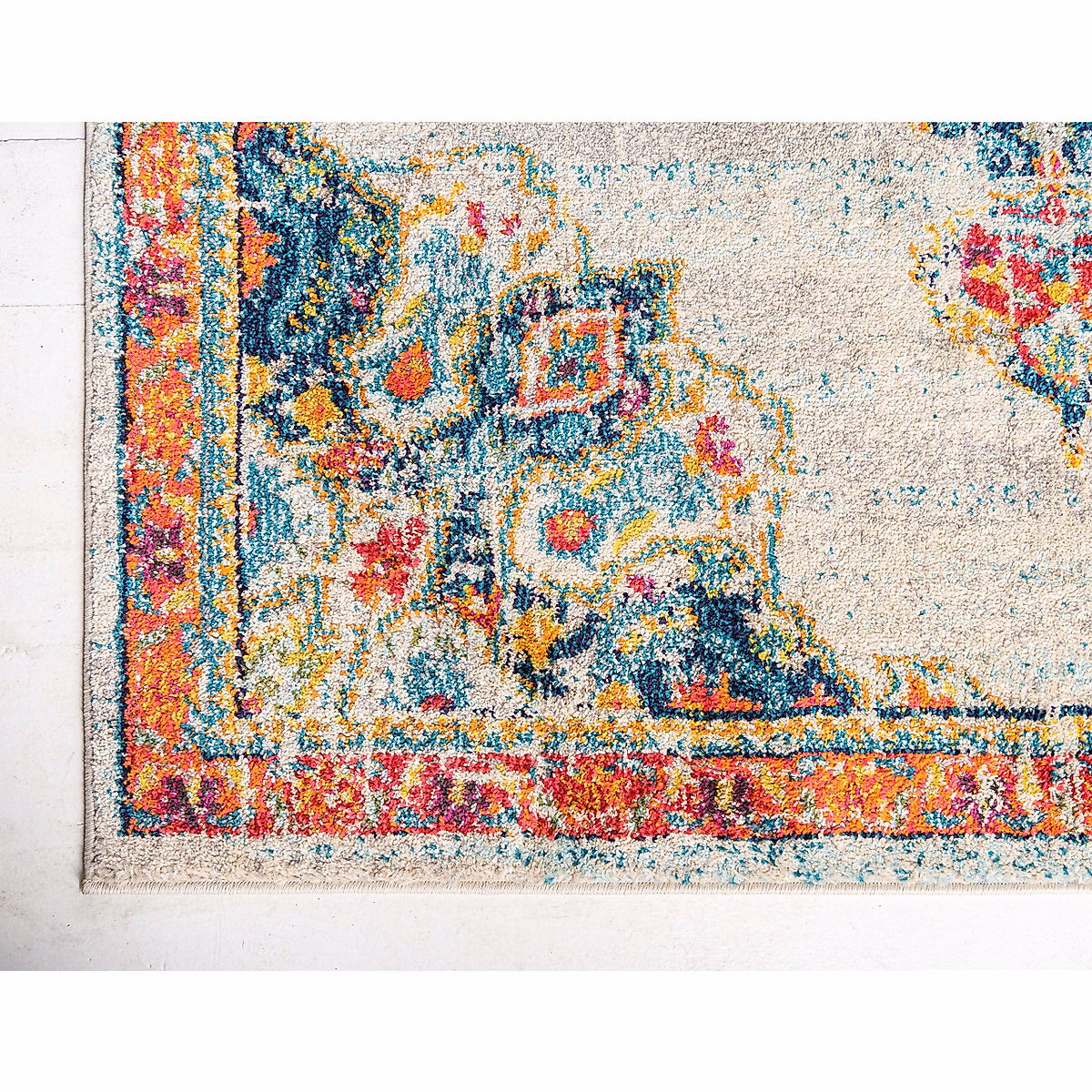 Unique Loom Penrose Collection Area Rug - Alexis (5' 1" x 8' Rectangle, Ivory/ Blue)