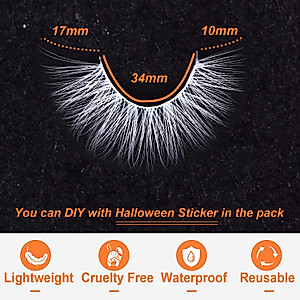 White Lashes Wispy False Eyelashes with Color 3D Mink Lashes Christmas Diy Cosplay Party Strip Eyelashes Pack, 5 Pairs