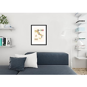 Political Map Of Italy Regions Provinces States Flag Vintage Style Matted Framed Wall Art Print 20x26 inch