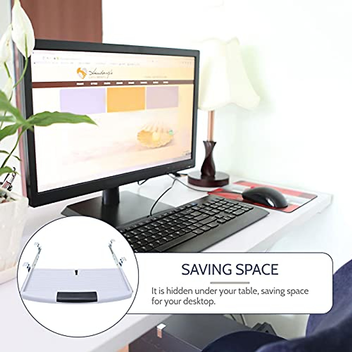 Abaodam 2 pcs computer keyboard case office drawer white office desk plastic trays storage drawers for desk keyboard stand for desk hidden keyboard shelf Miscellaneous tray corner