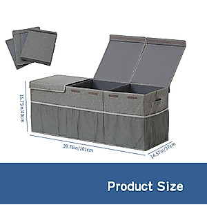 Remittur Extra Large Toy Box Chest with Mesh Pockets, Kids Toy Storage Organizer Bakest Box, Foldable Toy Organizers and Storage Bin with Lids, Toy Bin for Kids, Boys,Girls,Nursery,Playroom,Office