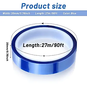 Fansunta 6 Rolls 20mm x 27m(90ft) Blue Heat Tapes, High Temperature Heat Resistant Tapes, Heat Transfer Tapes for Tumbler Sublimation Print Heat Sublimation Press No Residue and Heat Transfer Vinyl