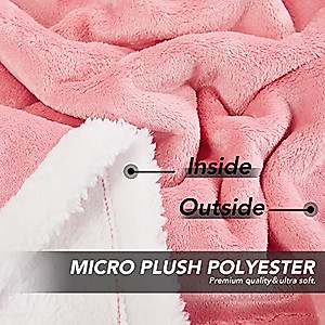 Deconovo Cozy Fuzzy Solid Wearable Blanket for Adult Children Friends Parents, All Season Sherpa Blanket Hoodies, Pink, Standard