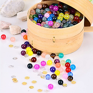 Mizivn 700PCS Glass Beads for Bracelet Jewelry Making, 28 Color 8mm Crystal Gemstone Beaded Bracelets kit with Accessories, Chakra Round Beads for Beginners DIY Crafts Necklace (MultiB)
