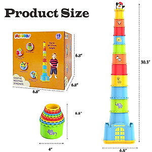 MOONTOY Stacking Cups Baby Toy Set, 19pcs Baby Stacking Toys for Toddlers 1-3, Shape Sorter Stackable Blocks Games Nesting Sorting Toys 6-12 Months 1 Year Old Christmas Stocking Stuffers Birthday Gift