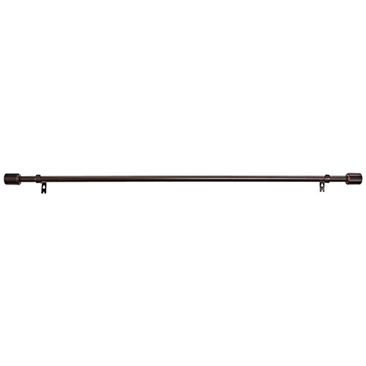 Amazon Basics 1" Curtain Rod with Cap Finials, 72" to 144" and Amazon Basics 1" Curtain Clip Ring, Set of 7, Espresso (Dark Bronze)