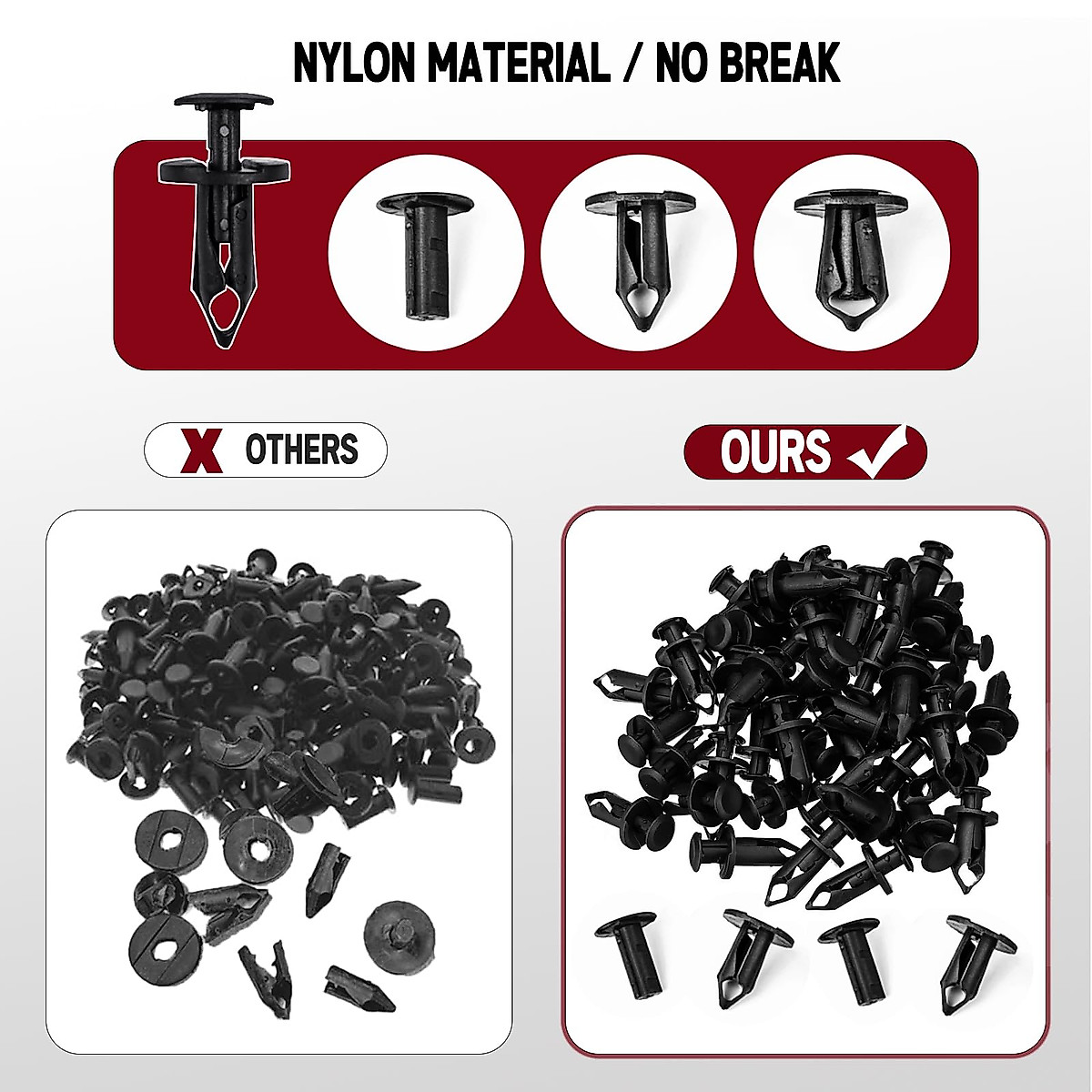 Xislet 200 Pcs UTV Nylon Fender Clips/Body Rivets Compatible with Polaris 7661855 Ranger RZR Can-Am Kawasaki Teryx Honda Pioneer 90653-HC4-900 Suzuki Sportsman ATV Fastener with Tool