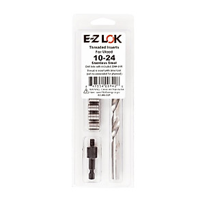 E-Z LOK 400-3-CR Threaded Inserts for Wood, Installation Kit, Stainless Steel, Includes 10-24 Knife Thread Inserts (6), Drill, Installation Tool