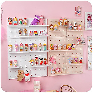 CHERSE Kawaii Room Decor Cute Floating Shelves Wall Storage Rack Hole Plate Storage Shelf for Teen Girls Dorm Bedroom Essentials (White)