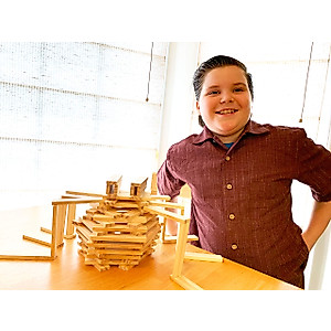 3 Bees & Me Wooden Building Toys - STEM Toys for Boys and Girls - 100 Wood Plank Pieces