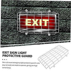 BEBEMOKO Exit Light Commercial Emergency Light Wire Cages Corded Emergency Light Emergency Light Protection Cover Protectors Wall Mounted Emergency Light Wire Cover The Wire Sign Iron White
