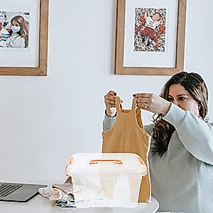 Cabilock 5pcsbox Containers Handle Storage Tabletop Organizer for with Bin Crafts Lid Multi- functional Orange Plastic Cosmetic Stackable Toy Clear Car Desktop Sundry Toys Case