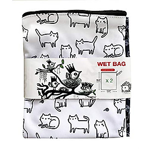 3pcs Waterproof Reusable and Washable Wet Dry Bag Baby Clothes Diaper Stroller Water Resistant Swimsuit Travel Toiletries Pouch Yoga Gym Laundry Shoe Beach Electronic Product Small Medium Large Cat