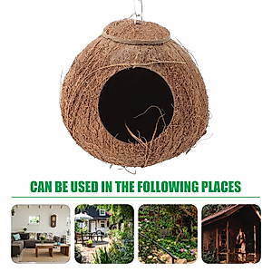 VILLCASE Outdoor Toys Bird Natural Shell Bird House Parakeet Budgie Cockatiel Finch Sparrows Breeding Nesting Bird Aviary Cage Box -Pecking Bite (Chain Style) Outdoor Playset