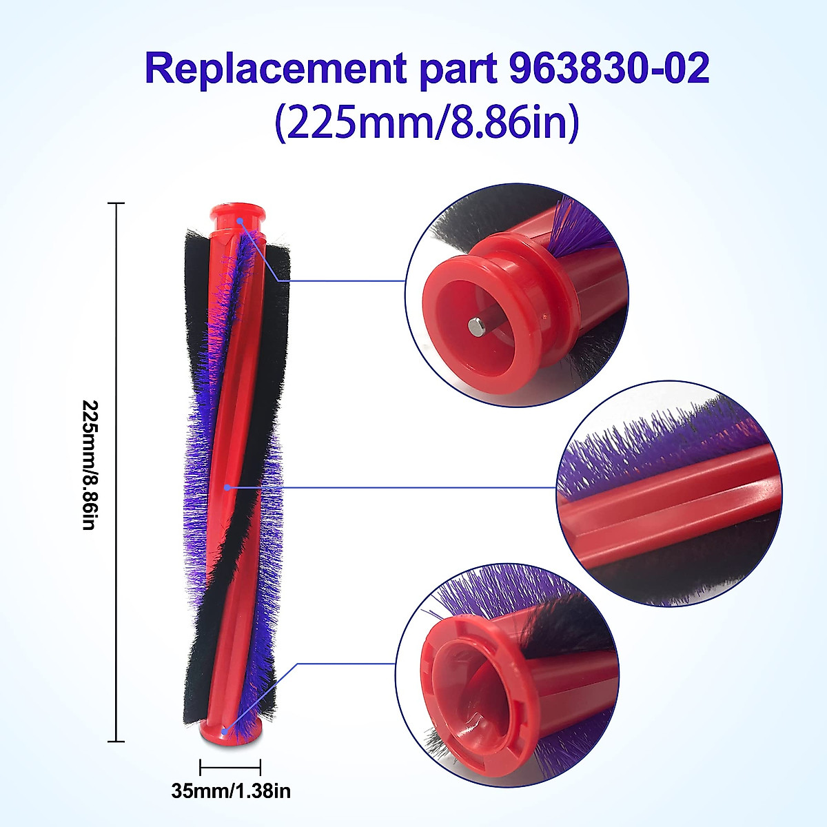 Smilefil 2PCS Part no. 963830-02 225mm/8.86in Replacement Brush Bar for Dyson V6 Exclusive, V6 HEPA, DC59, DC62, SV03, SV07 Vacuums (225mm/8.86in)