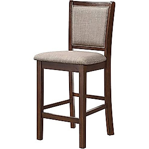 New Classic Furniture Amy Kitchen Counter Island Dining Table for 4 with Storage Shelf & USB Chargers, Traditional Brown Cherry