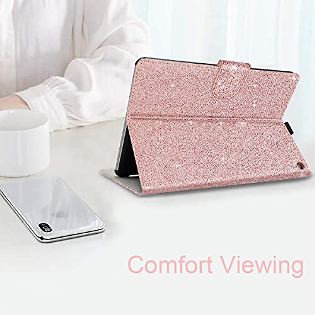 Fingic Case for All-New Amazon Fire HD 10 & for Fire HD 10 Plus (11th Generation, 2021 Release) Glitter Sparkle Slim Folding Stand Cover with Auto Wake/Sleep Smart Case for Fire HD 10 Tablet 10.1 Inch