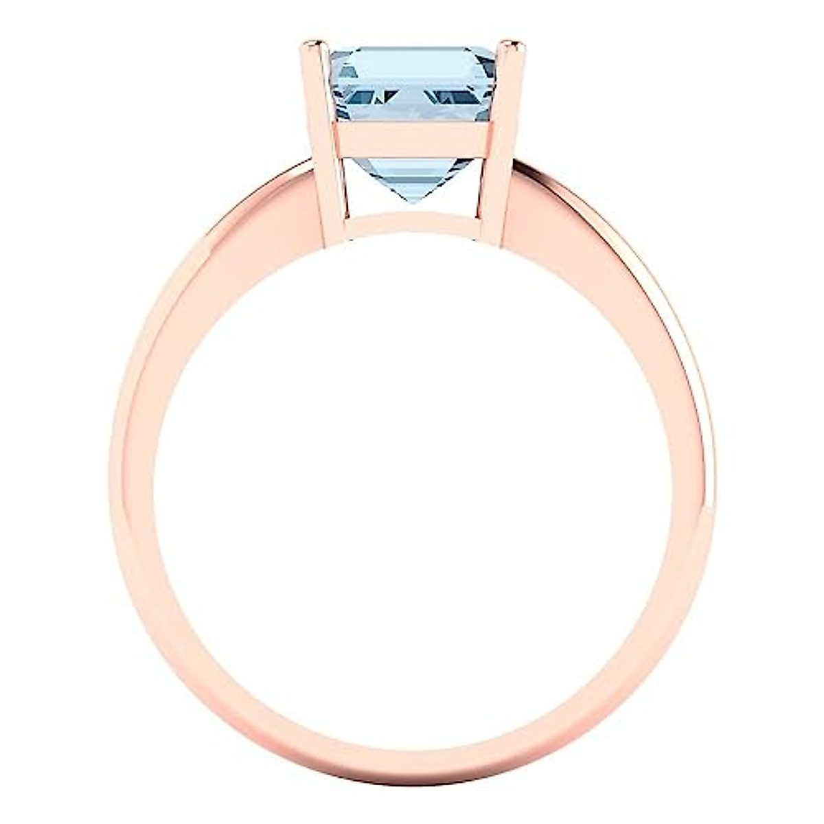 Clara Pucci 2.0 ct Asscher Cut Solitaire Blue Simulated Diamond Engagement Bridal Promise Anniversary Ring 18K Rose Gold Size 4.5