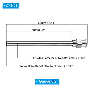 PATIKIL Blunt Tip Dispensing Needle 8G, 24 Pcs 2 Inch Stainless Steel Liquid Dispenser Needles with Lure Lock for Refilling Liquid Inks Adhesives Glue