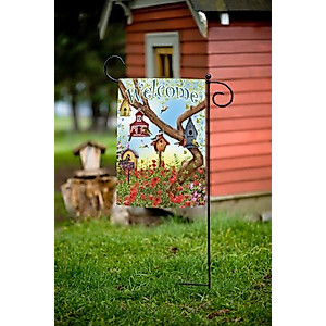 Toland Home Garden 112097 Poppies & Birdhouses Spring Flag 12x18 Inch Double Sided Spring Garden Flag for Outdoor House summer Flag Yard Decoration