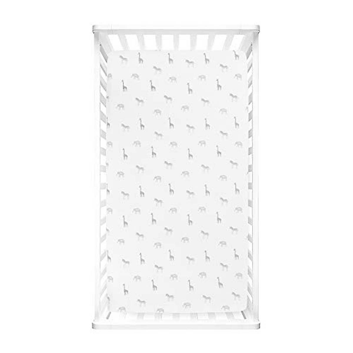 Lush Decor Baby Jungle Adventure Organic Cotton 2 Pack Fitted Crib Sheet, Gray, 52" L x 28" W + 9" Drop