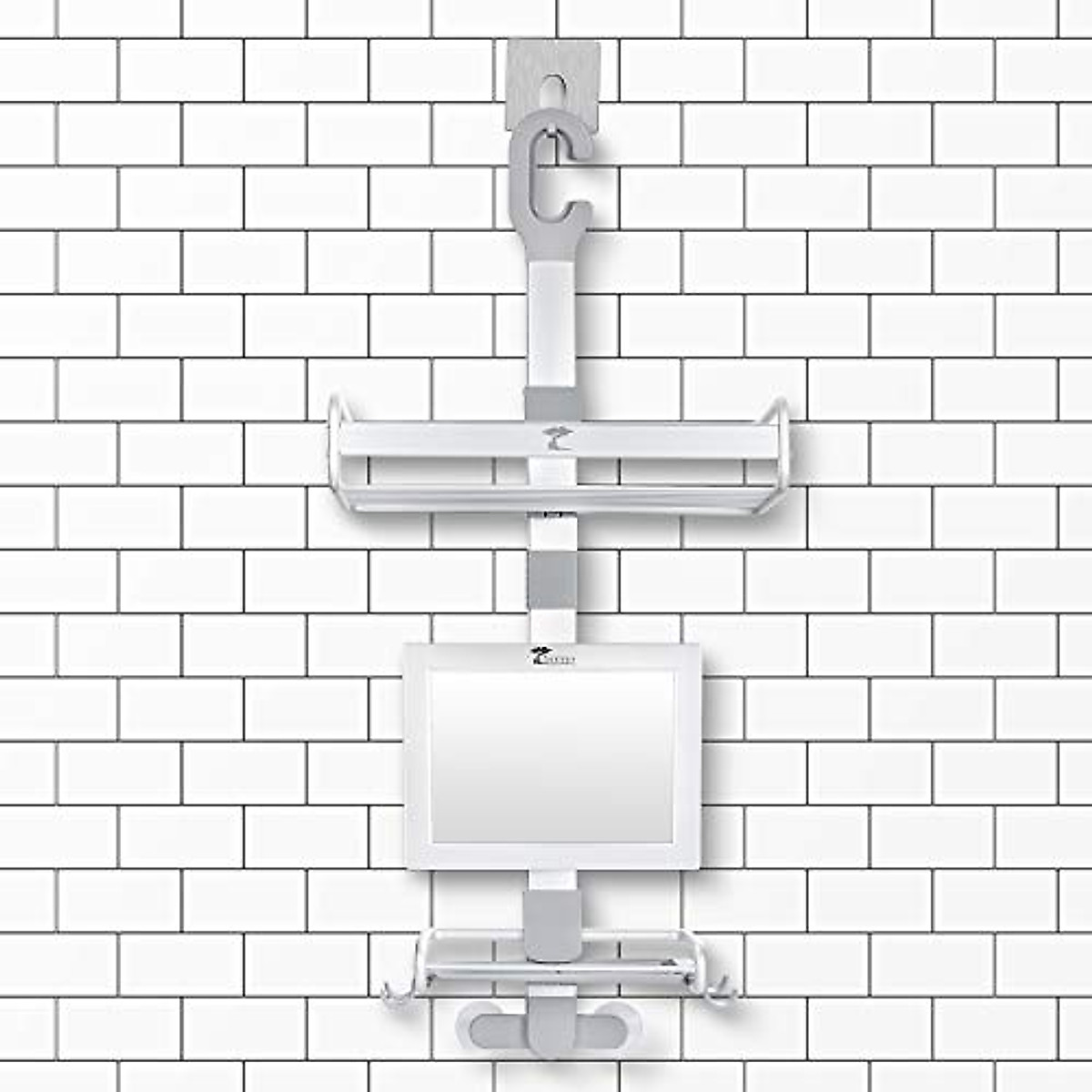 ToiletTree Products Rustproof Aluminum Shower and Bath Caddy with Fogless Shower Bathroom Mirror and Squeegee (Mirror with Aluminum Caddy).