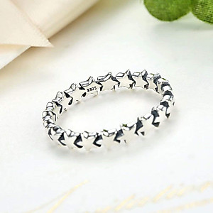 Presentski Star Eternity Ring Engagement Promise Rings Sterling Silver Wedding for Her