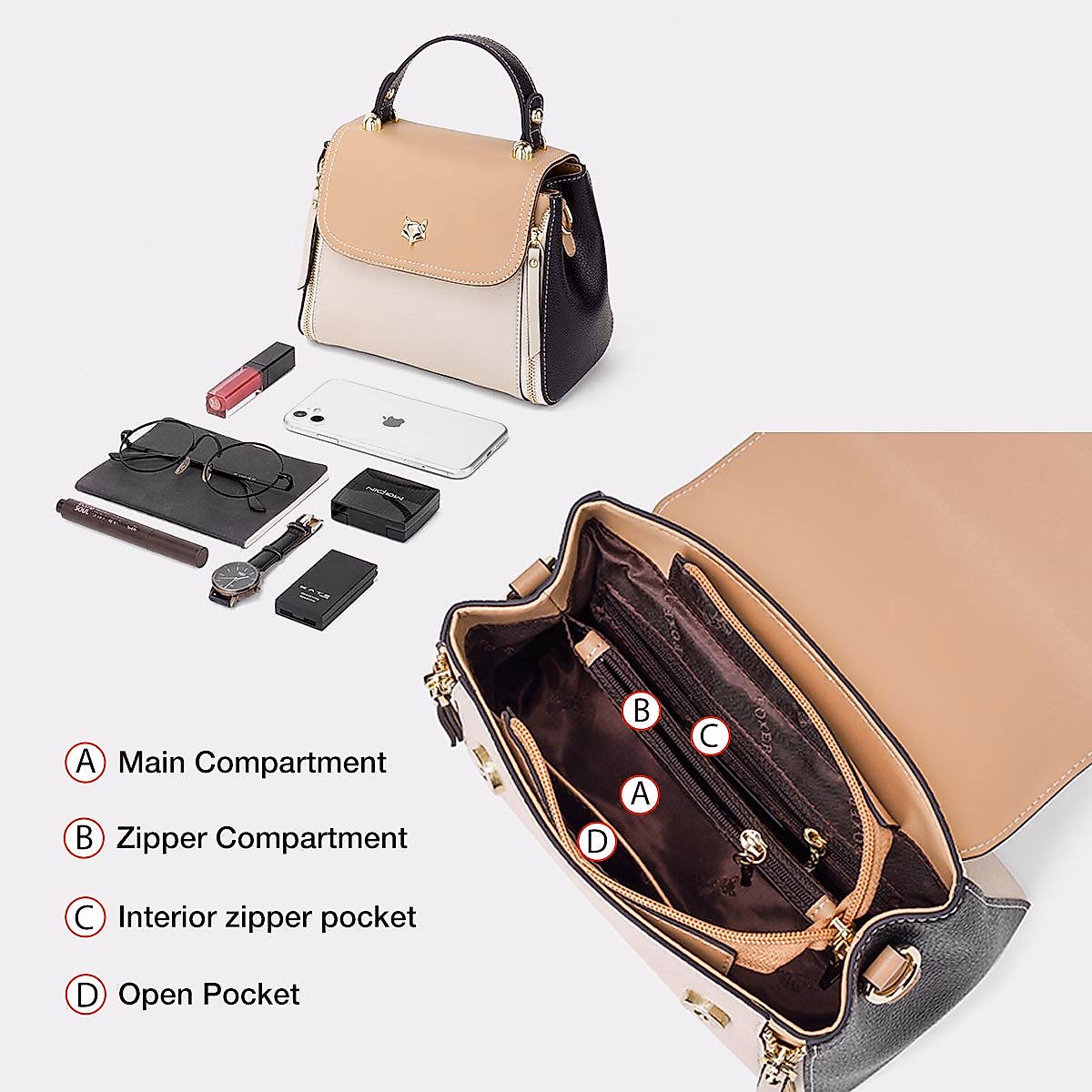 Leather Satchel Handbags for Women Fashion Small Crossbody Bags Lady Medium Mini Top Handle Bag Female Luxury Woman Purse